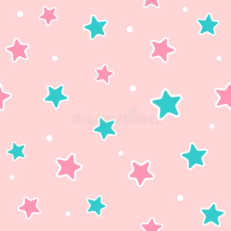 Cute Girly Seamless Pattern with Scattered Stars and Dots. Simple Nice ...