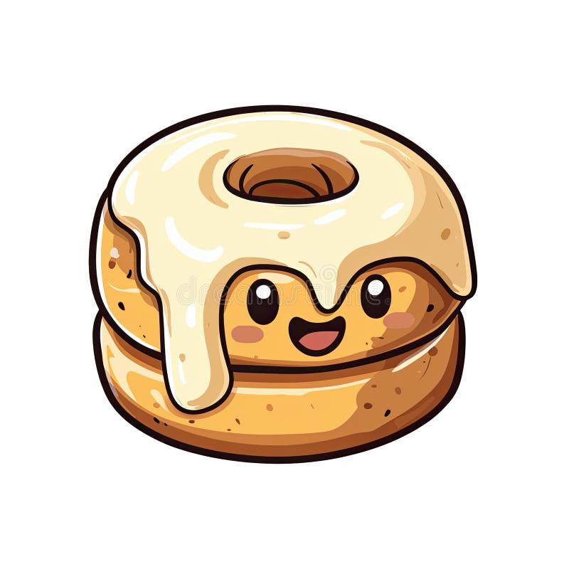 Cute Glazed Donut with Face. Stock Photo - Illustration of yummy ...