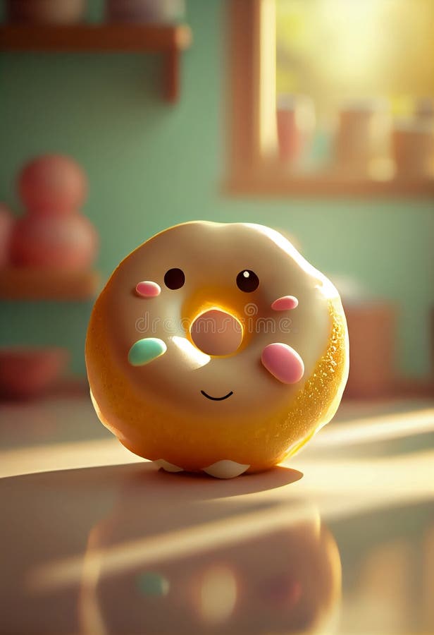 Cute Glazed Donut Character with Crying and Tears Emotion Stock Vector ...