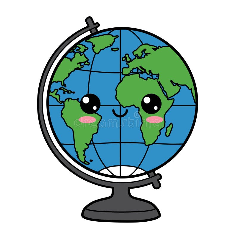 Cute globe clipart. stock image. Illustration of lines - 361722669