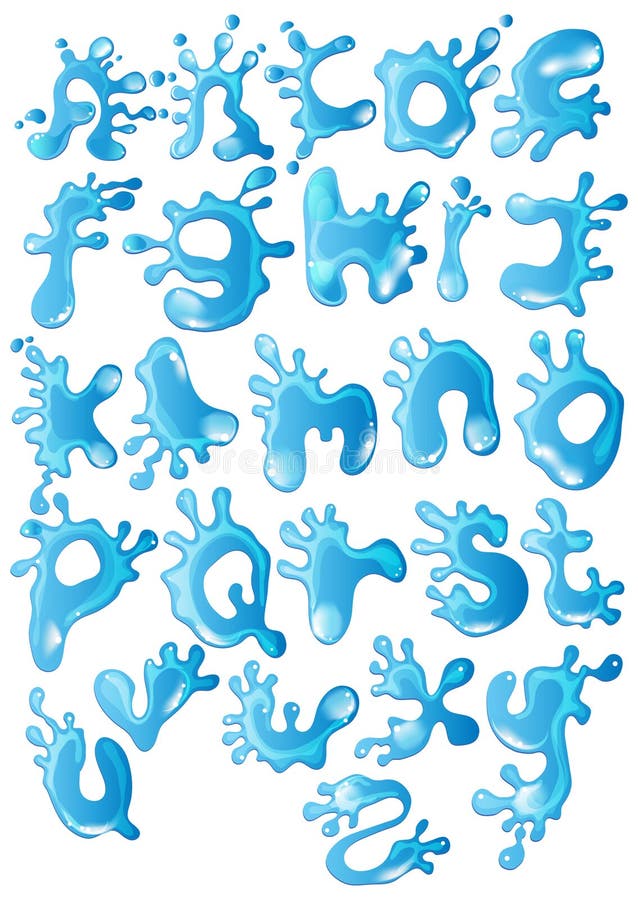 Cute Glossy Blue Water Alphabet Stock Illustration - Illustration of ...