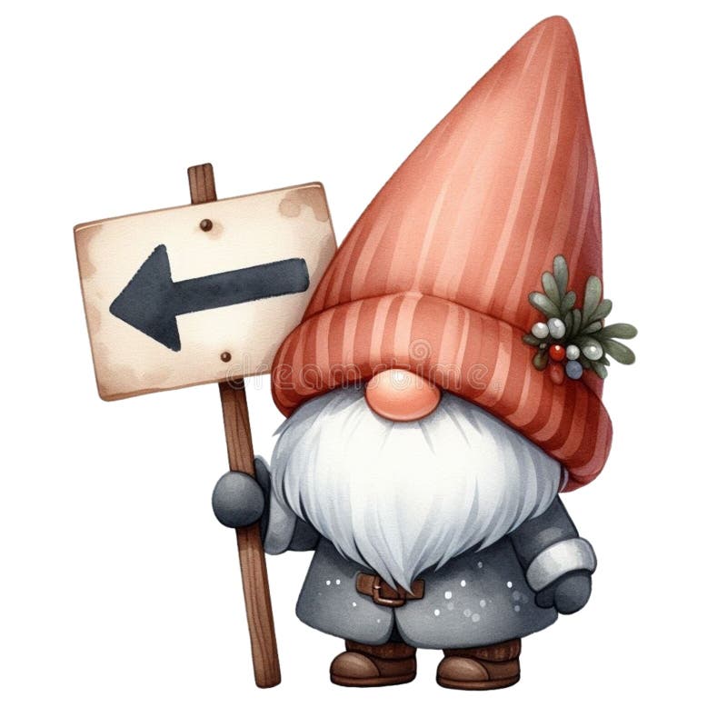 Cute Gnome Holding Arrow Sign Clipart Watercolors Stock Image ... Cute Gnome Holding Arrow Sign Clipart Watercolors Stock Image ...