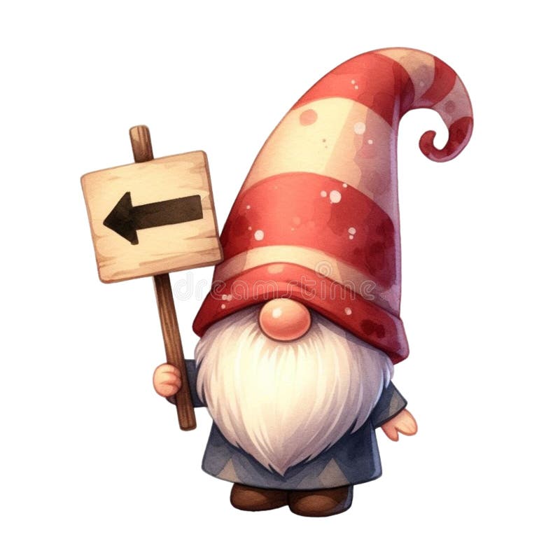 Cute Gnome Holding Arrow Sign Clipart Watercolors Stock Photo ... Cute Gnome Holding Arrow Sign Clipart Watercolors Stock Photo ...