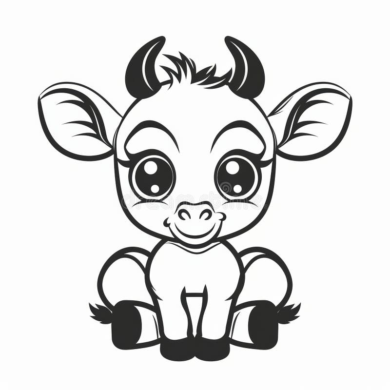 Cute Gnu Vector Logo Design with Playful Outline Style Stock ...