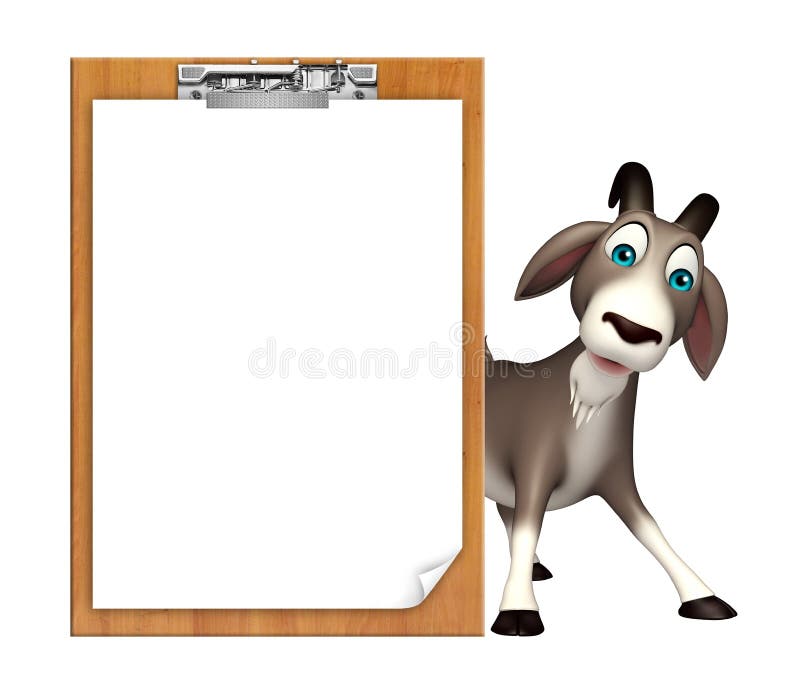 Cute Goat Cartoon Character with Exam Pad Stock Illustration ...