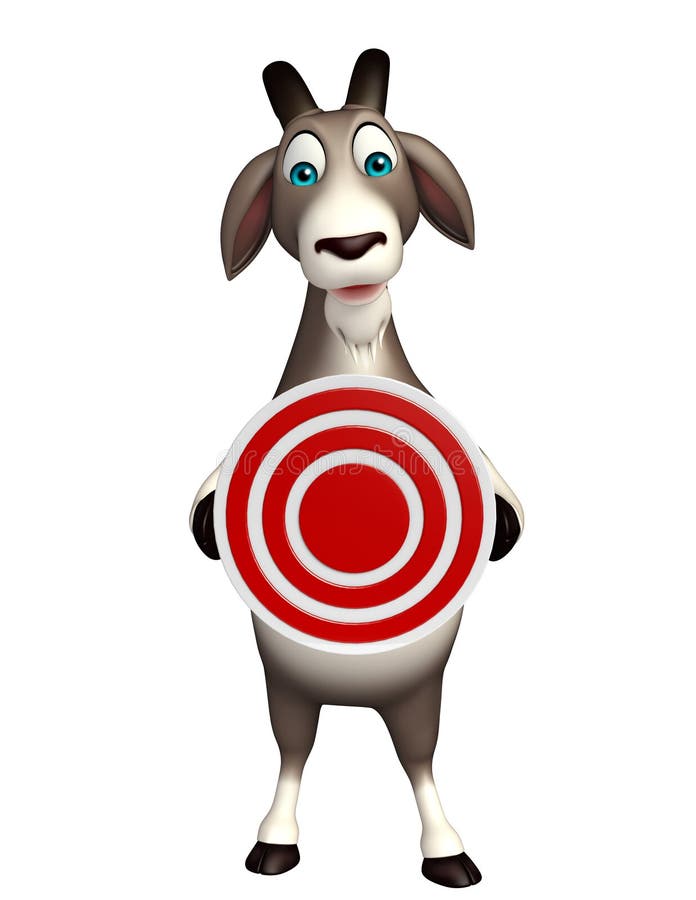 Cute Goat Cartoon Character with Target Sign Stock Illustration ...