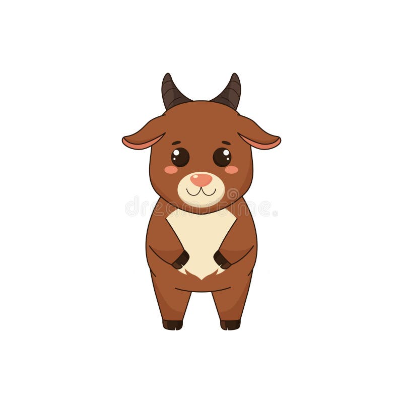 Cute Goat Character on White Background. Vector Illustration Stock ...