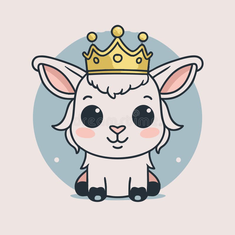 Cute Goat with crown stock vector. Illustration of graphic - 358684490