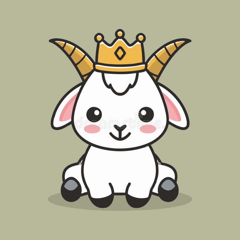 Cute Goat with crown stock vector. Illustration of crown - 358684492