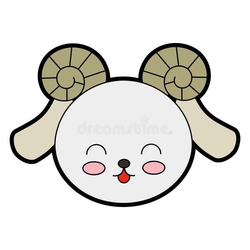 Cute goat face stock vector. Illustration of happy, face - 93407624