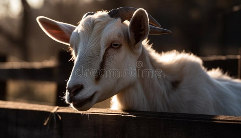 Cute Goat Grazing in Meadow, Looking at Camera with Curiosity Generated ...