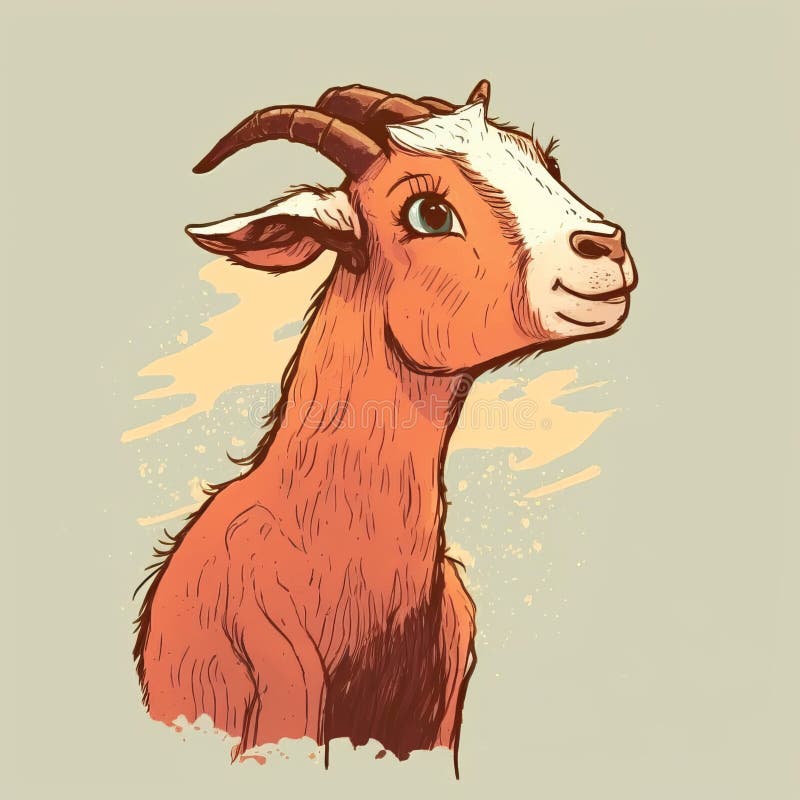 Cute Goat Hand Drawn by Kid (generative AI) Stock Illustration ...
