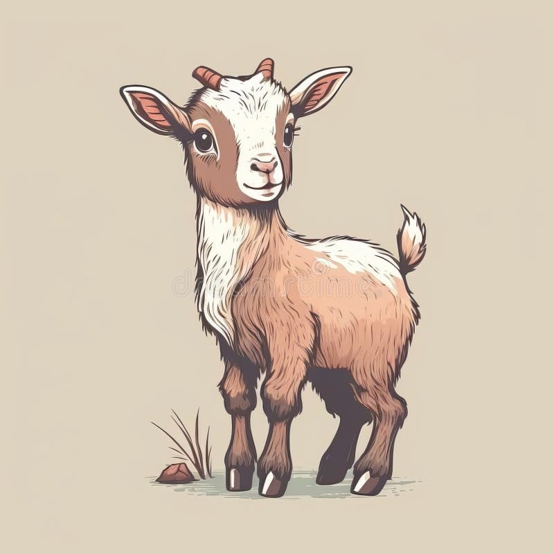 Cute Goat Hand Drawn by Kid (generative AI) Stock Illustration ...
