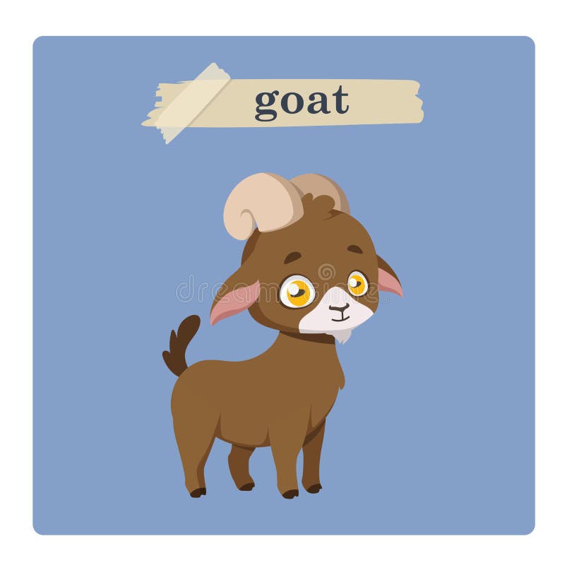 Cute Goat Illustration on Blue Background Stock Vector - Illustration ...