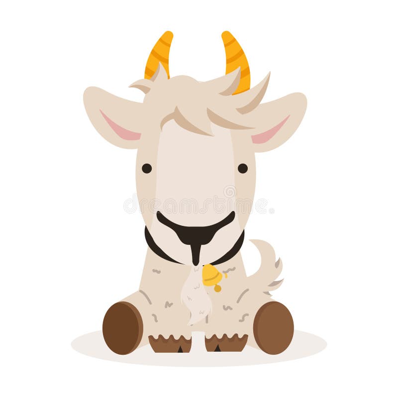 Cute Goat Sit Cartoon Illustration Stock Vector - Illustration of ...