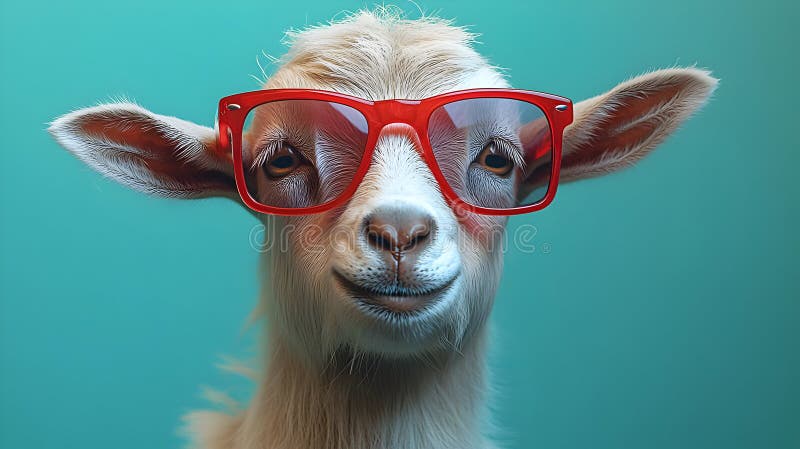 Cute Goat Wearing Red Sunglasses Illustration Stock Illustration ...