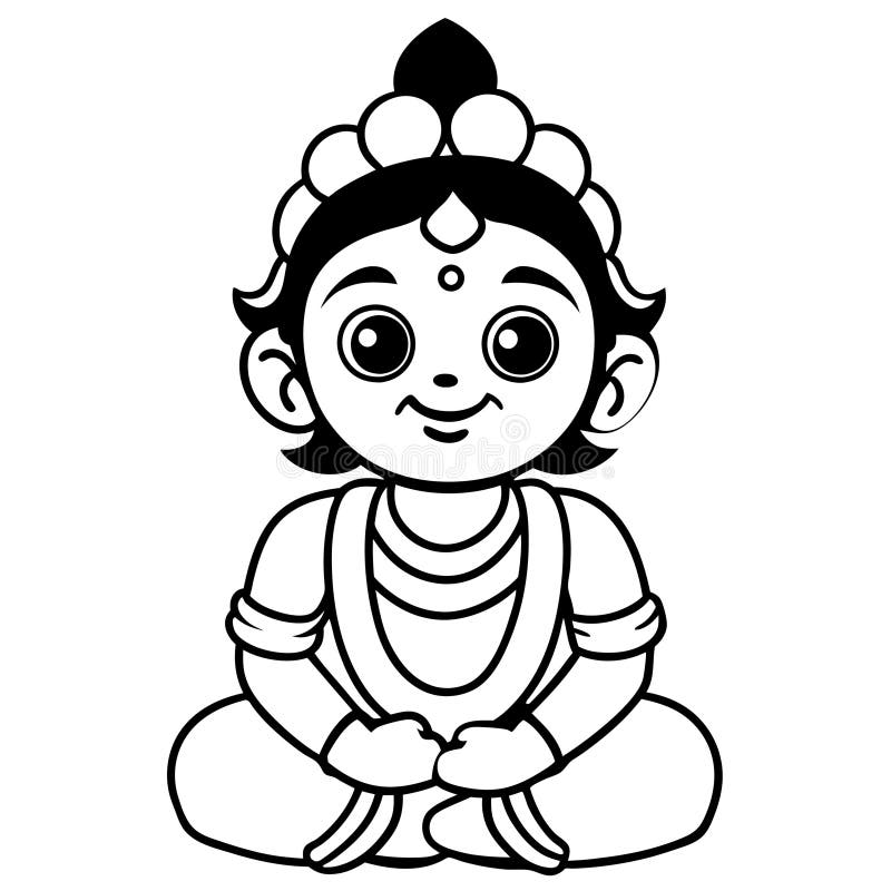 Cute God Krishna Vector Art Illustration Stock Image - Image of drawing ...