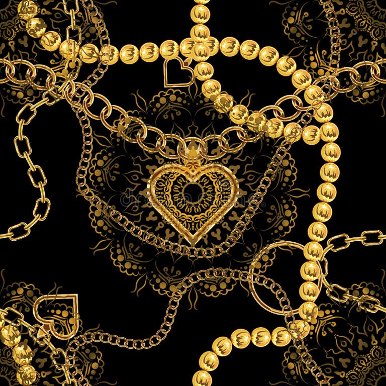 Cute Gold Chain Texture Seamless. Flat and Solid Color Vector ...
