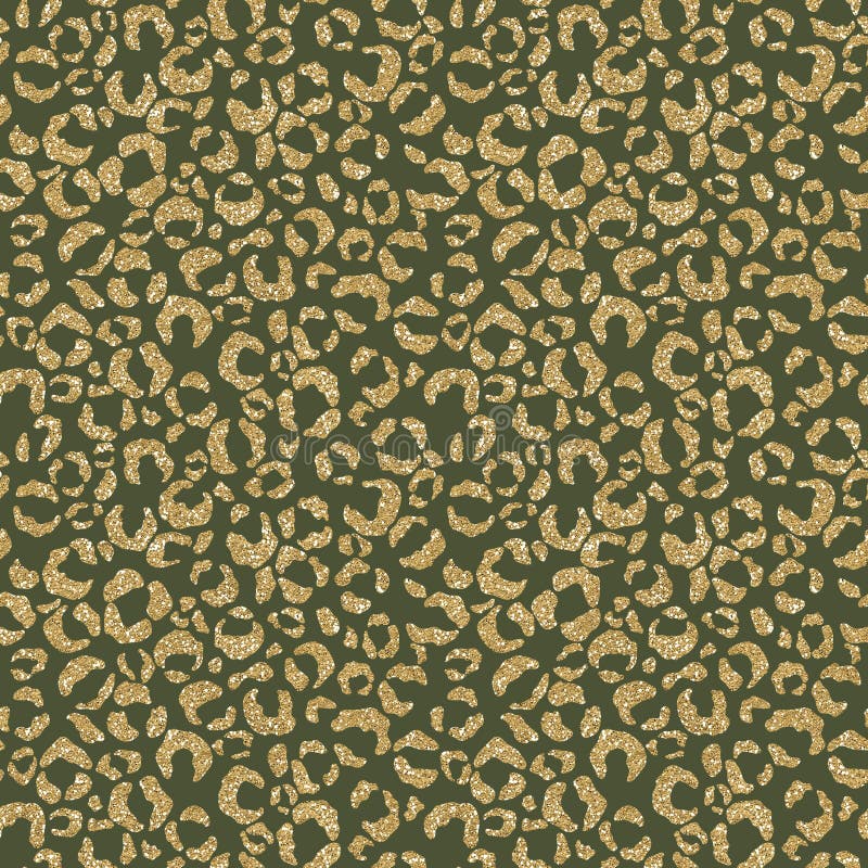 Golden Leopard Print Seamless Pattern Stock Illustration - Illustration ...
