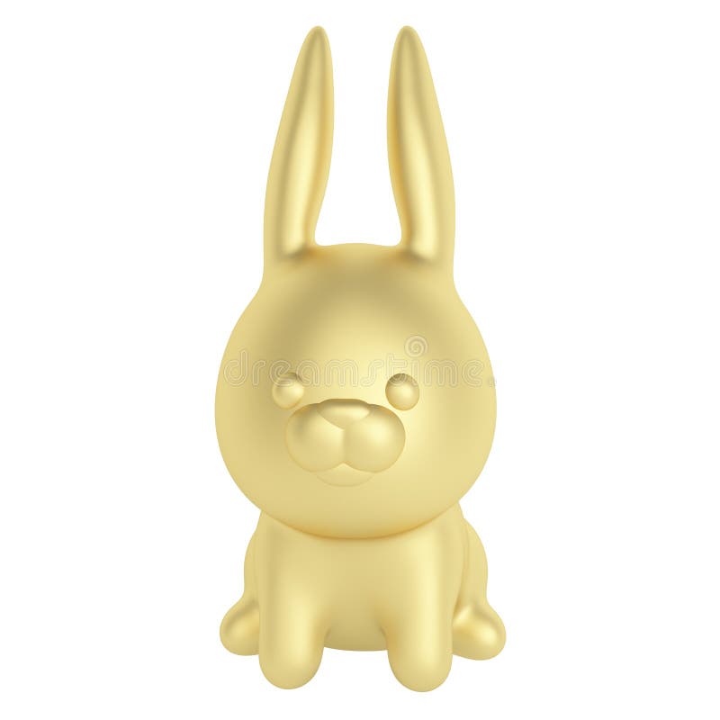 Cute Golden Rabbit Isolated on White Background. 3d Rendering Stock ...