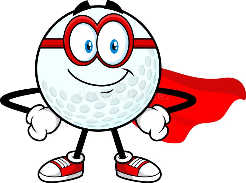 Cute Golf Ball Cartoon Character SuperHero Stock Vector - Illustration of graphic, game: 325702844