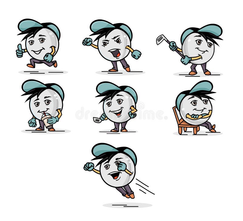Cute Golf Ball Cartoon Character. Stock Vector - Illustration of ...