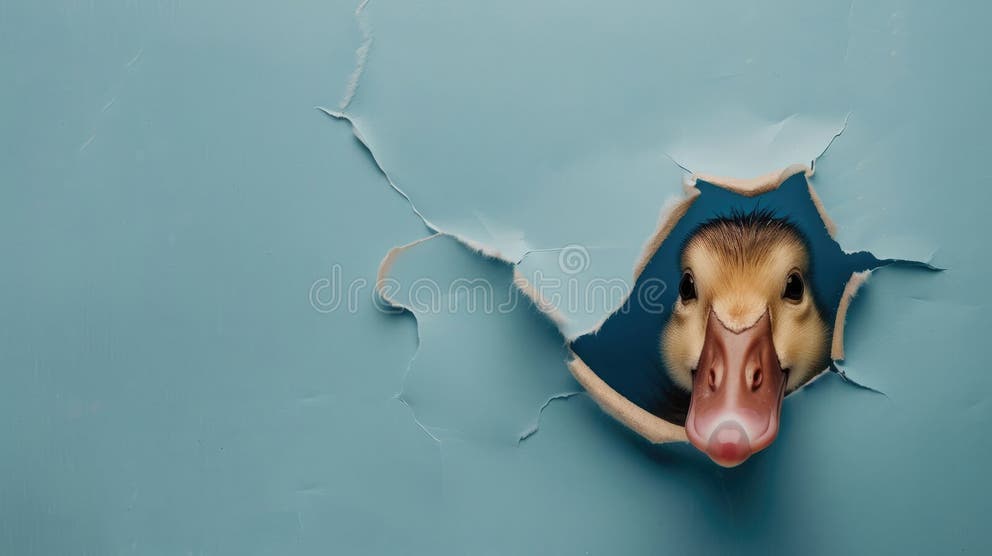 Cute Goose Peeking through a Hole Stock Illustration - Illustration of ...
