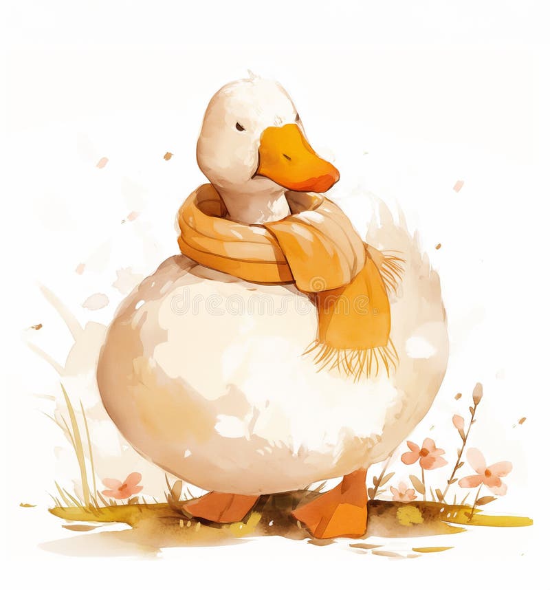 Cute Goose Watercolor Illustration Stock Illustration - Illustration of ...