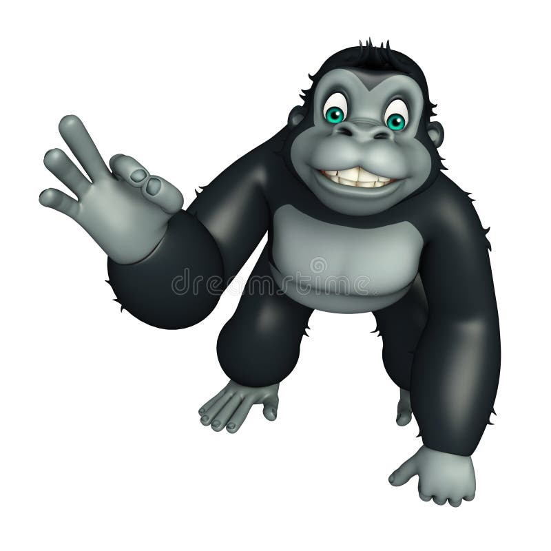 Cute Gorilla Cartoon Character with Assigning Best Stock Illustration ...