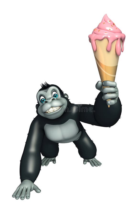 Gorilla and ice cream stock vector. Illustration of monkey - 31721101