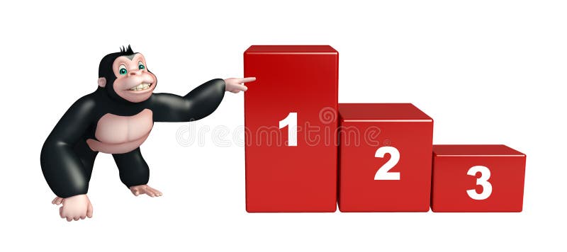 Cute Gorilla Cartoon Character with Level Sign Stock Illustration ...