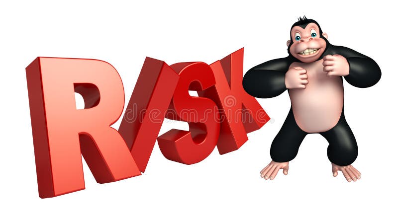 Cute Gorilla Cartoon Character with Risk Sign Stock Illustration ...