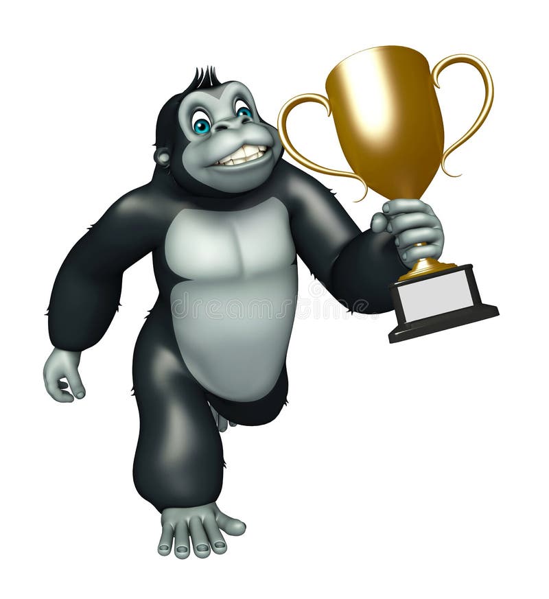 Fun Monkey Cartoon Character Winning Cup Stock Illustrations – 7 Fun ...