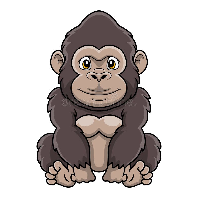 Cute Gorilla Cartoon on White Background 向量例证 - 插画 包括有 逗人喜爱, 吉祥人: 300201050