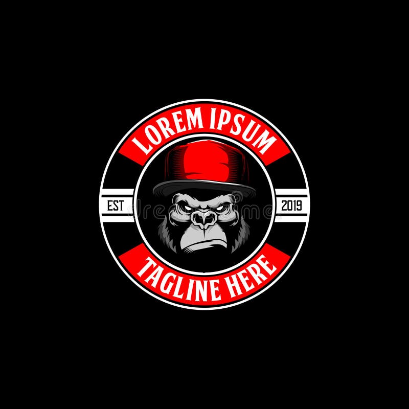 Cute Gorilla or Silverback Head with Hat Vector Animal Logo Template ...