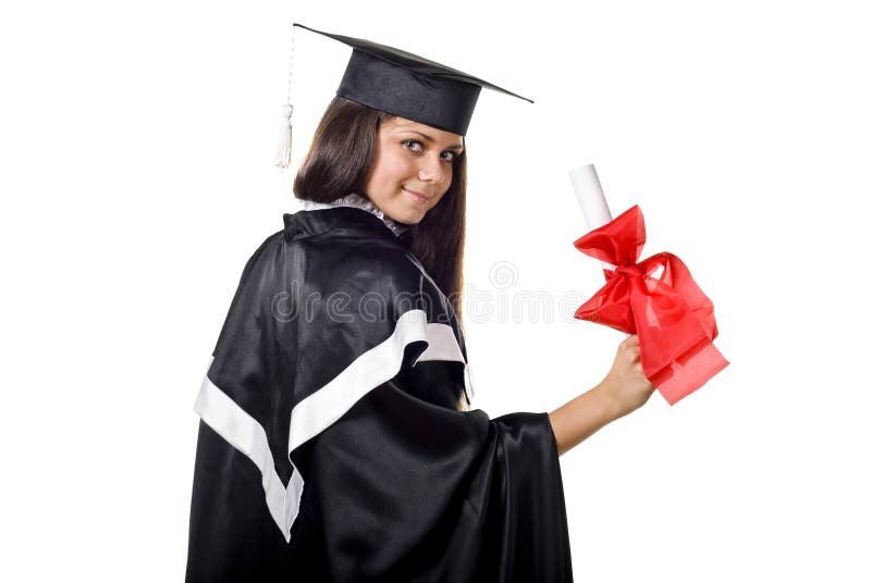 Cute Graduate with Certificate Stock Image - Image of college, raised ...