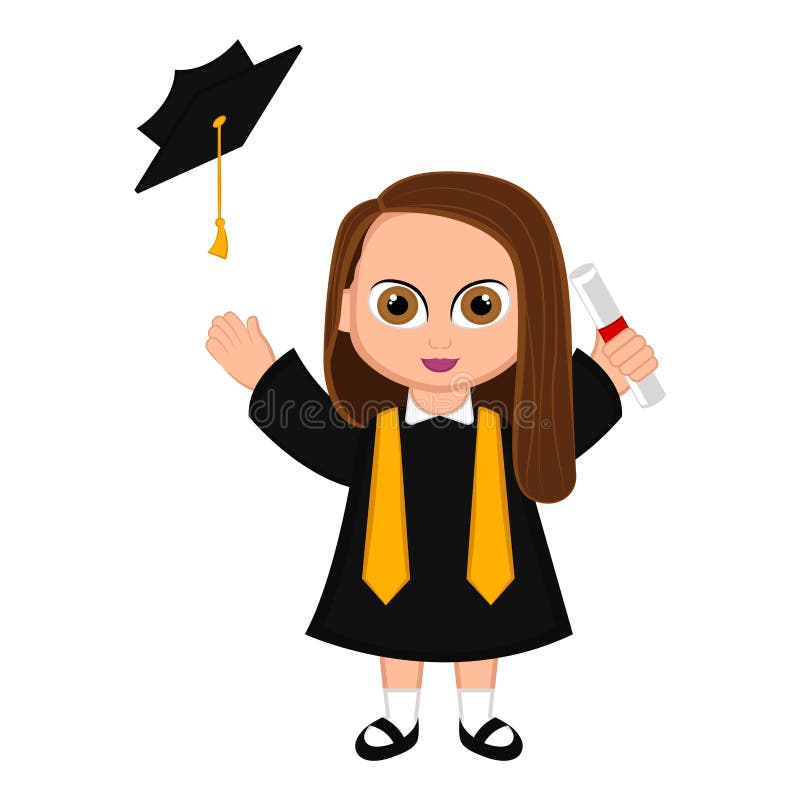Cute graduated girl image stock vector. Illustration of school - 143869205