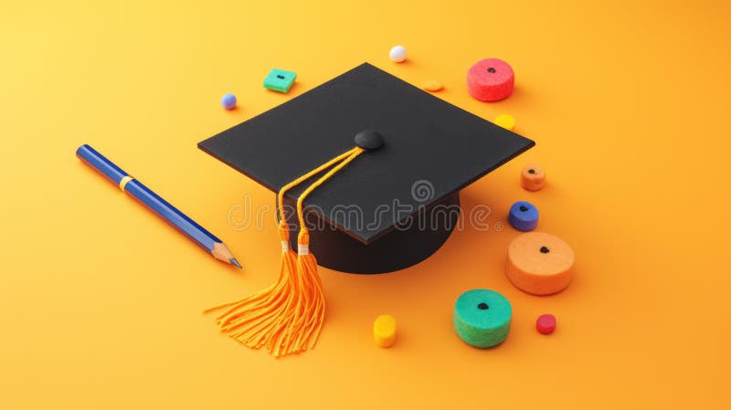 A Cute Graduation Cap Surrounded by Adorable Characters, Symbolizing ...