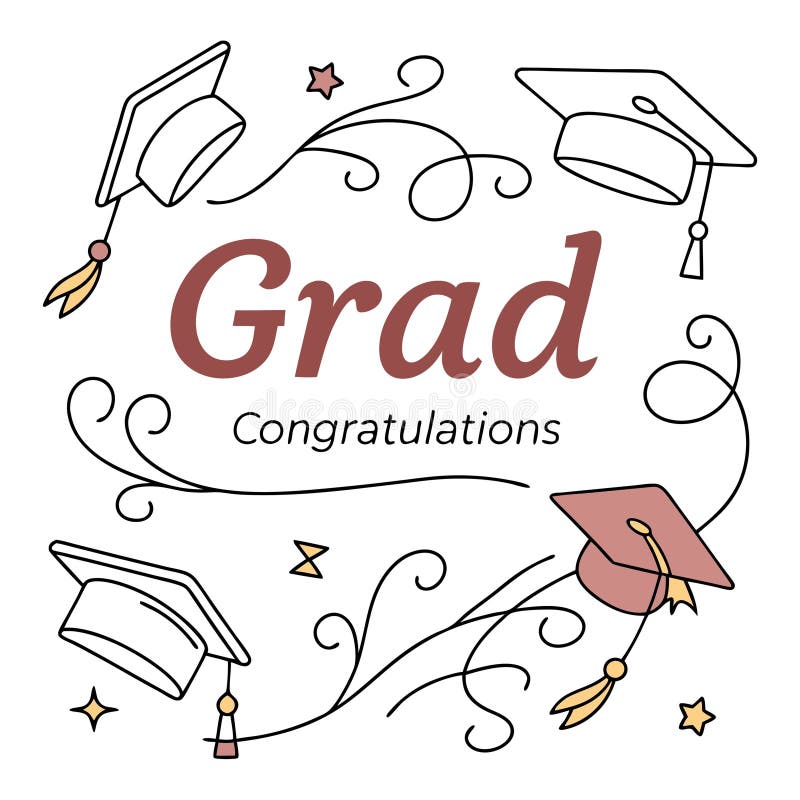 Cute Graduation Design with "Grad" Congratulations Stock Vector ...
