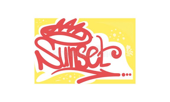 Cute Graffiti Tag Word SUNSET Stock Illustration - Illustration of ...