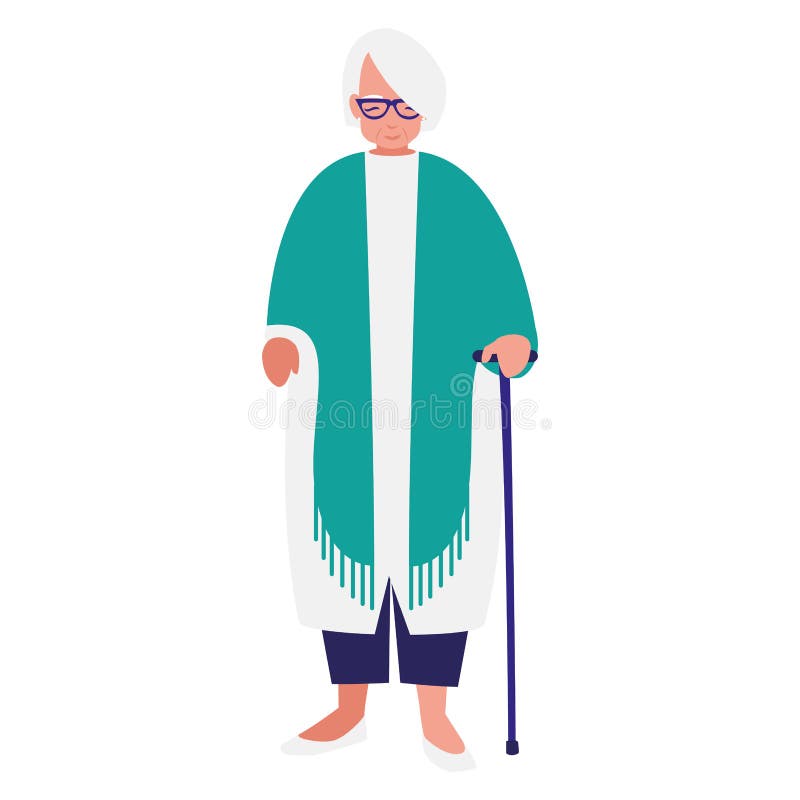 Cute Grandmother With Cane Stock Vector Illustration Of Grandmamma