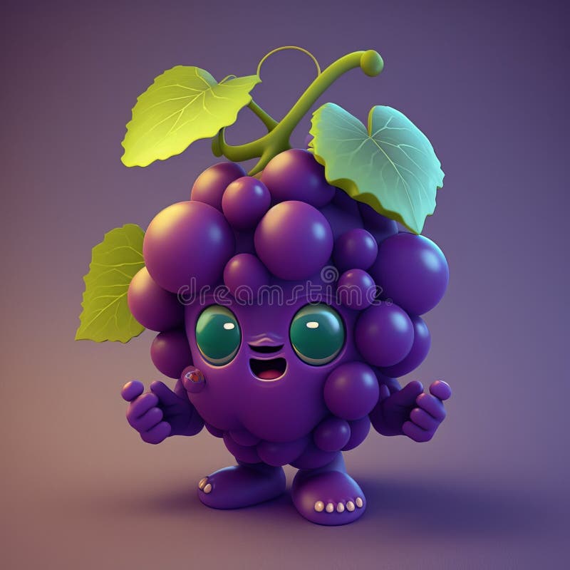 Cute Grape Happy Cartoon Character Stock Illustration - Illustration of ...