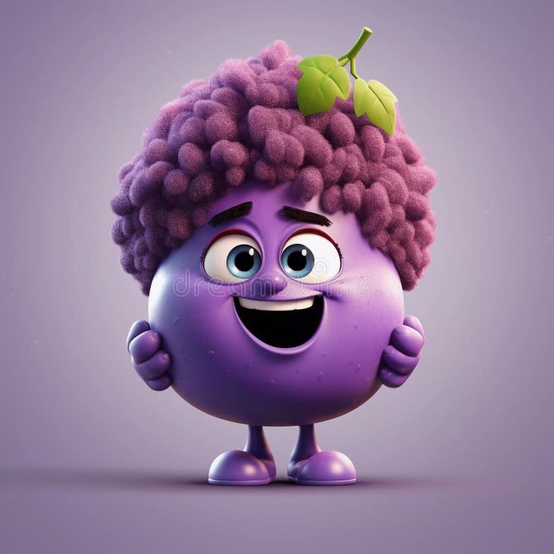 Cute Grape Happy Cartoon Character Stock Illustration - Illustration of ...