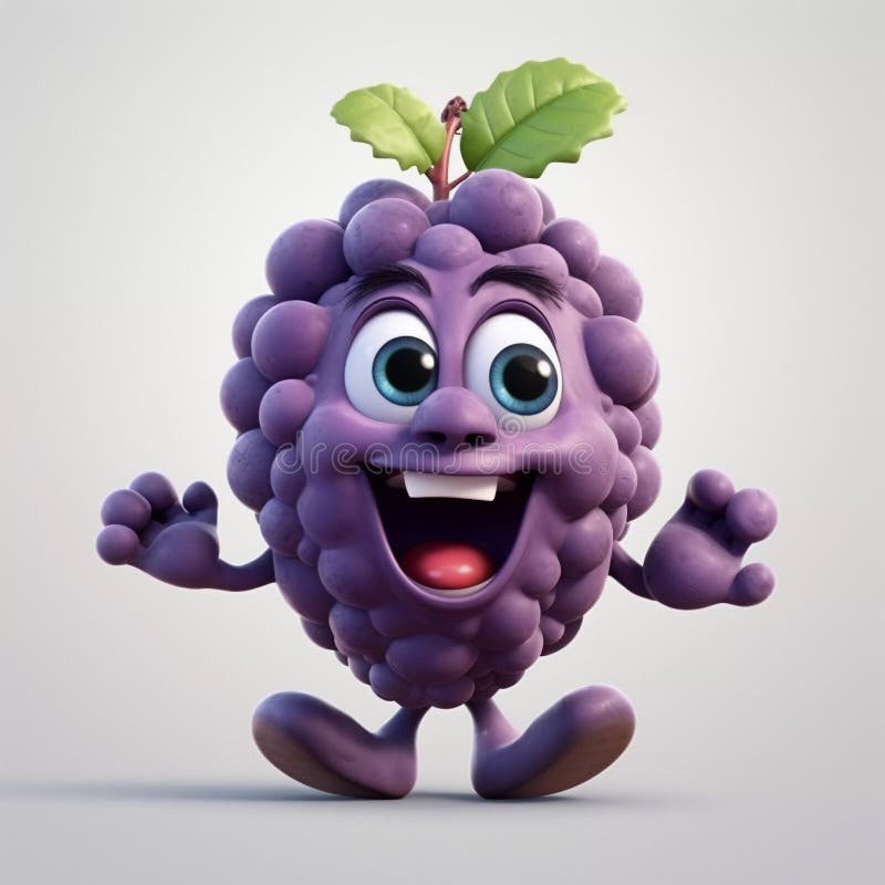 Cute Grape Happy Cartoon Character Stock Illustration - Illustration of ...