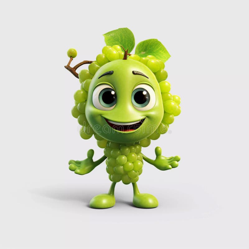 Cute Grape Happy Cartoon Character Stock Illustration - Illustration of ...