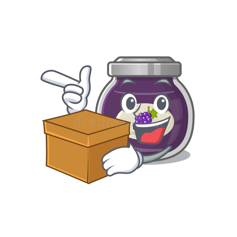 Cute Grape Jam Cartoon Character Having a Box Stock Vector ...