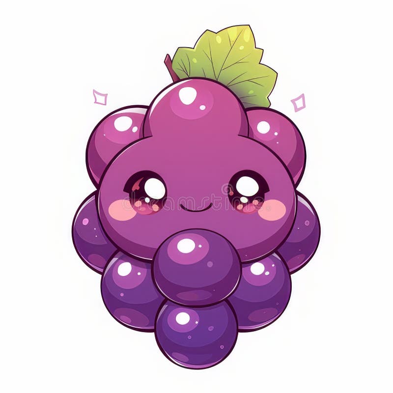 Cute Grape Mascot Isolated on a White Background Stock Illustration ...