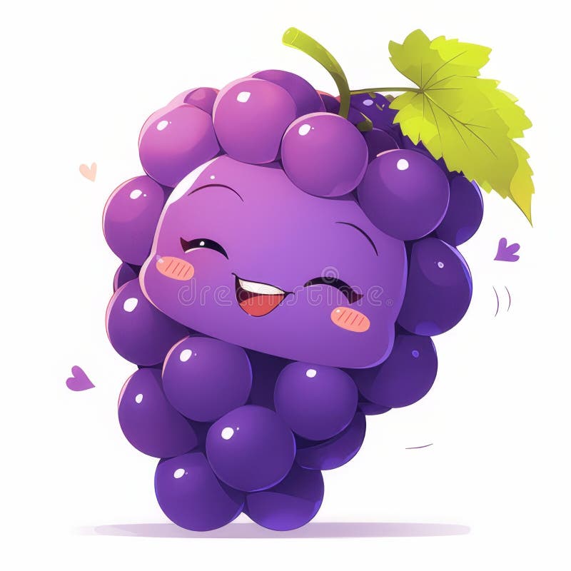 Cute Grape Mascot Isolated on a White Background Stock Illustration ...