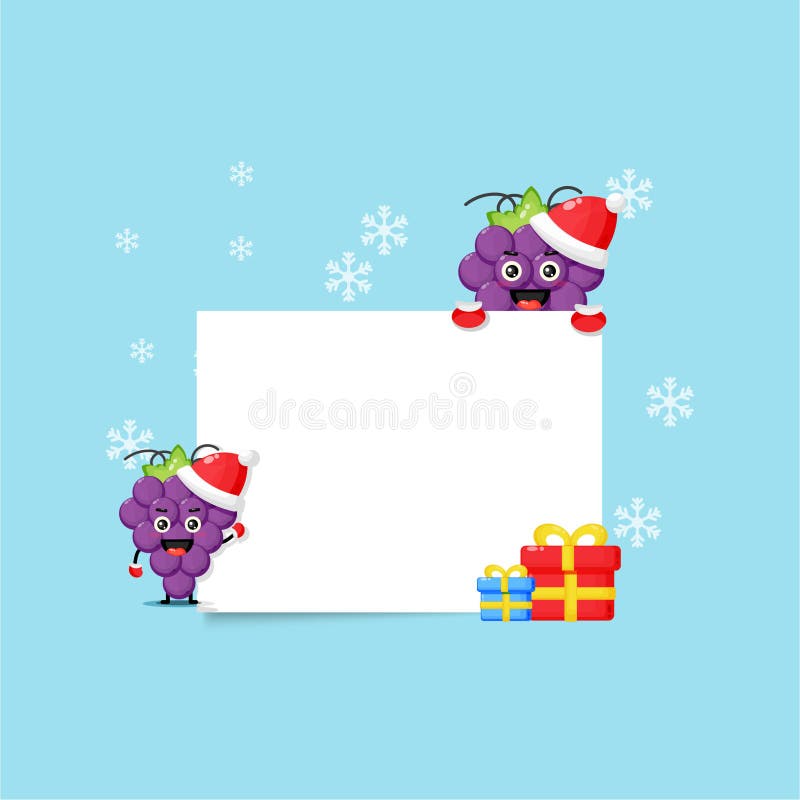 Cute Grapes with Christmas Decorations Stock Vector - Illustration of ...