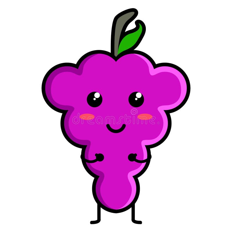 Cute grapes emoticon stock vector. Illustration of organic - 117593311